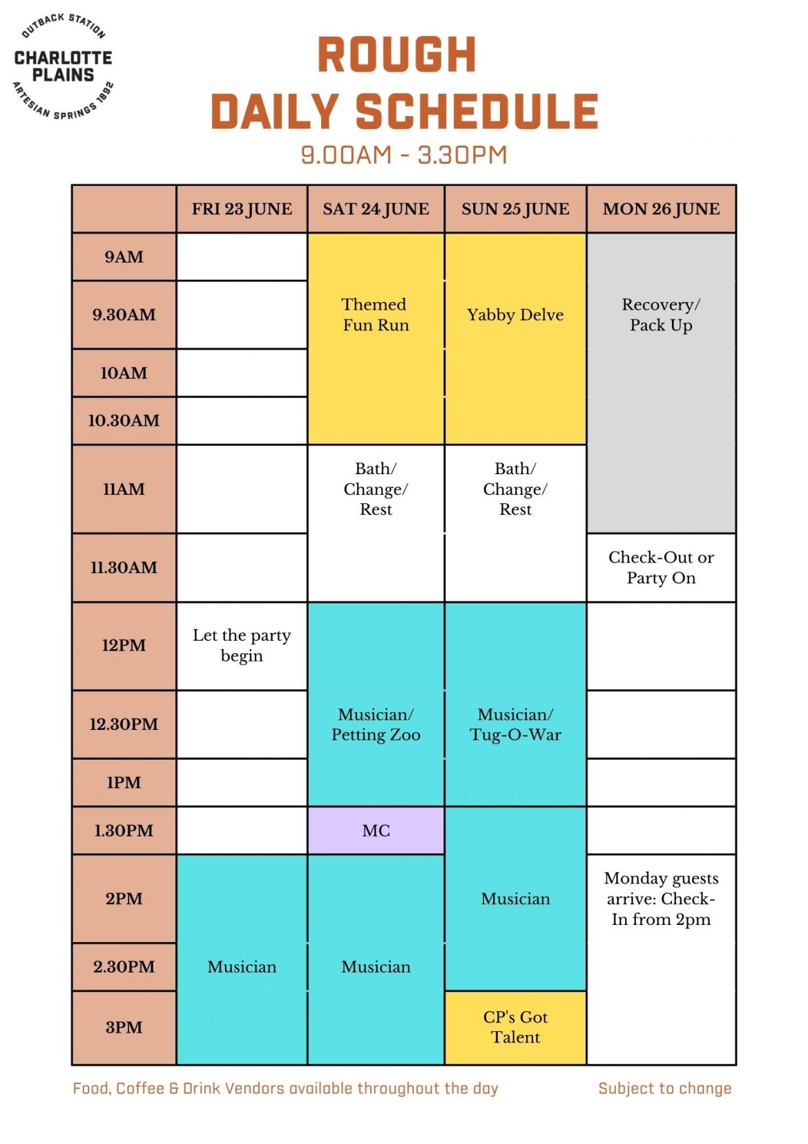Daily Schedule - Charlotte Plains